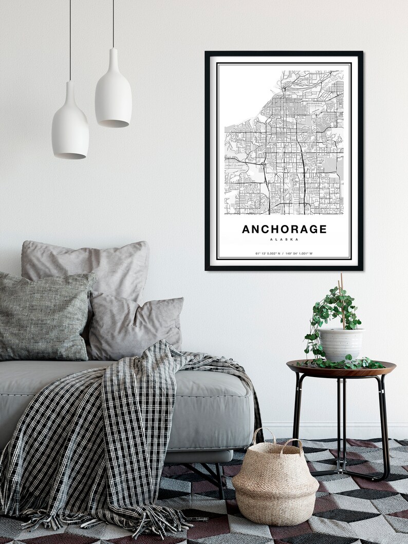 Anchorage Map Anchorage Print City Map Art Anchorage Art - Etsy