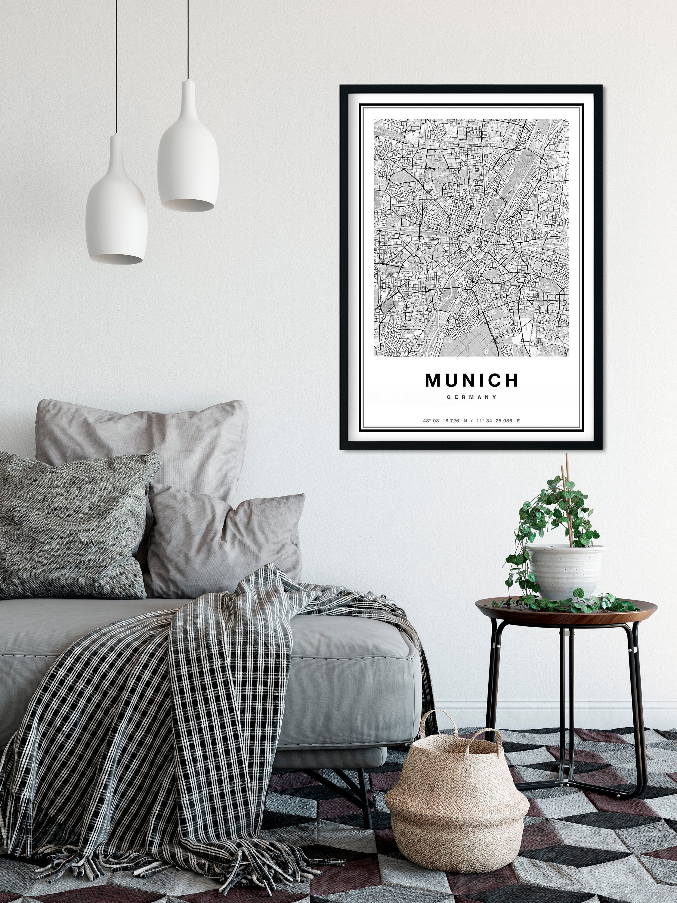 Munich Map Print Map of Munich City Map Munich Print Gift | Etsy
