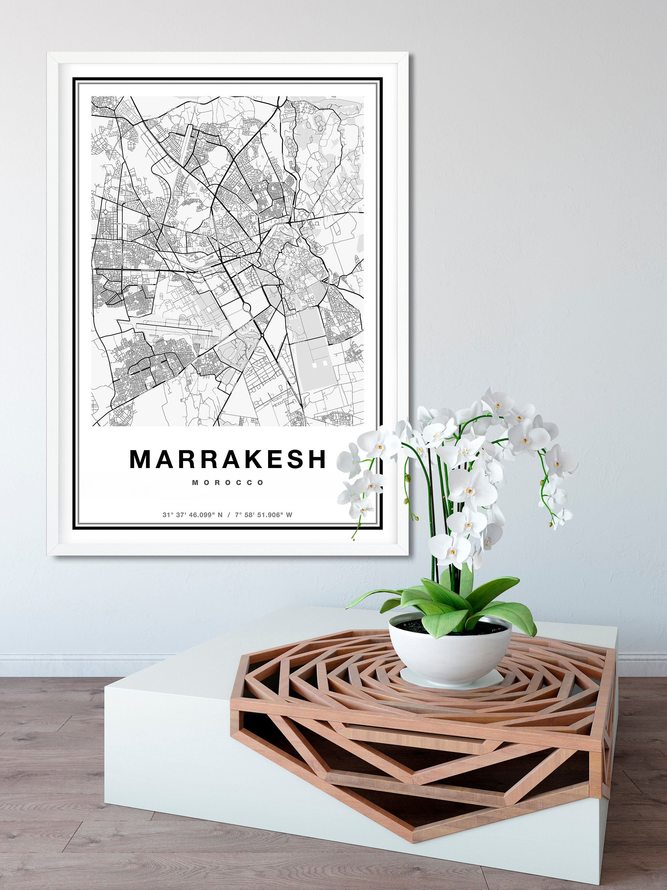 Marrakesh Map Print, Map of Marrakesh, City Map, Marrakesh Print Gift ...