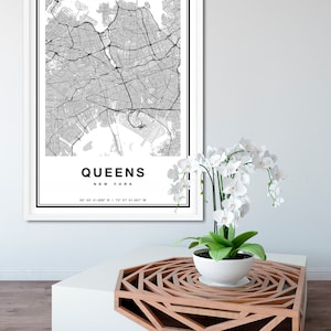 Queens Map Print, Map of Queens, City Map, Queens Print Gift, Queens ...