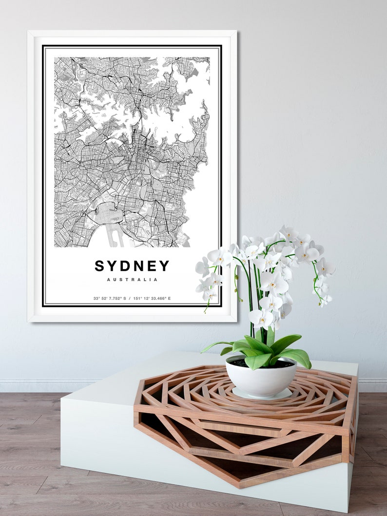 Sydney Map Print Sydney City Map Australia Map Print Sydney - Etsy
