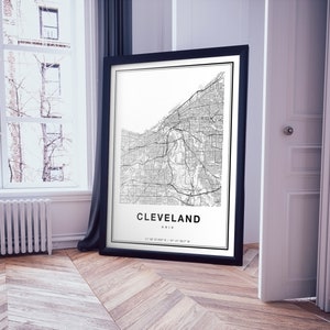 Cleveland Map Print, Map of Cleveland, City Map, Cleveland Print Gift ...
