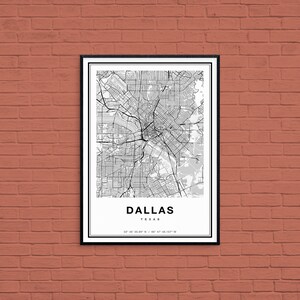 Dallas Map Print, Printable Map of Dallas, City Map, Dallas Print Gift ...