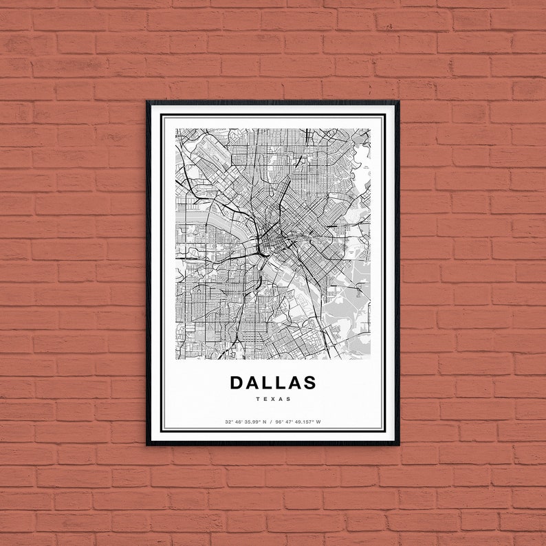 Dallas Map Print Printable Map of Dallas City Map Dallas - Etsy