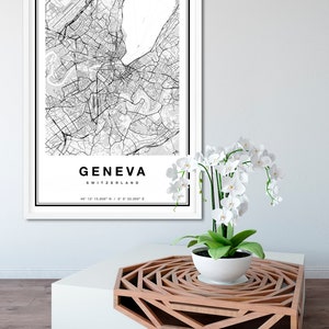 Geneva Map Print, Map of Geneva, Geneva City Map, Geneva Print Gift ...
