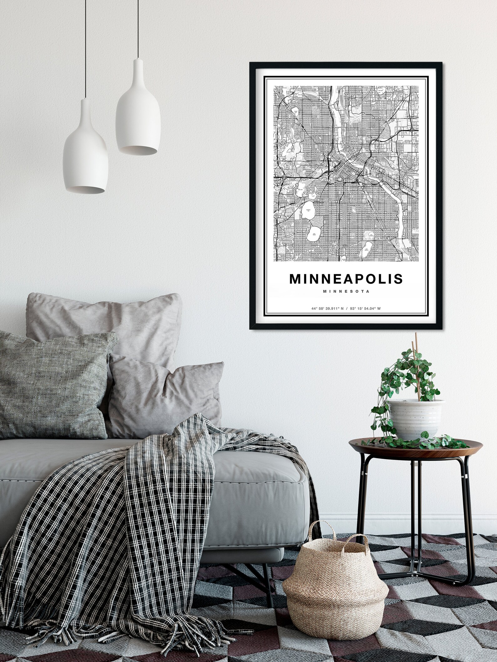 Minneapolis Map Print Map of Minneapolis City Map | Etsy