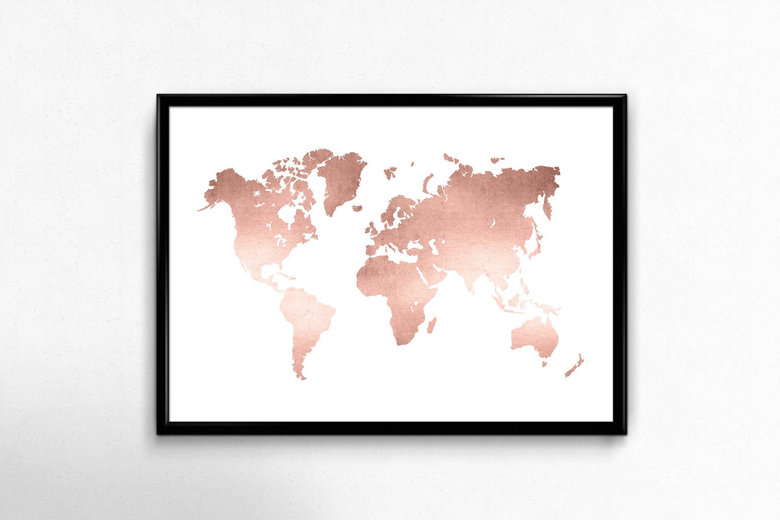 Rose Gold Decor, Office Decor, World Map Print, Rose Gold Map, Rose ...
