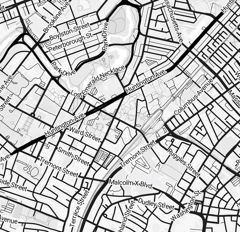 Boston Map Boston City Map Boston Print Boston Poster Map | Etsy