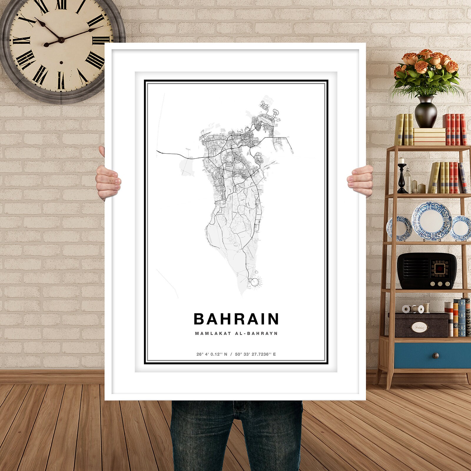 Bahrain Map Print, Map of Bahrain, City Map, Bahrain Print Gift, Map ...