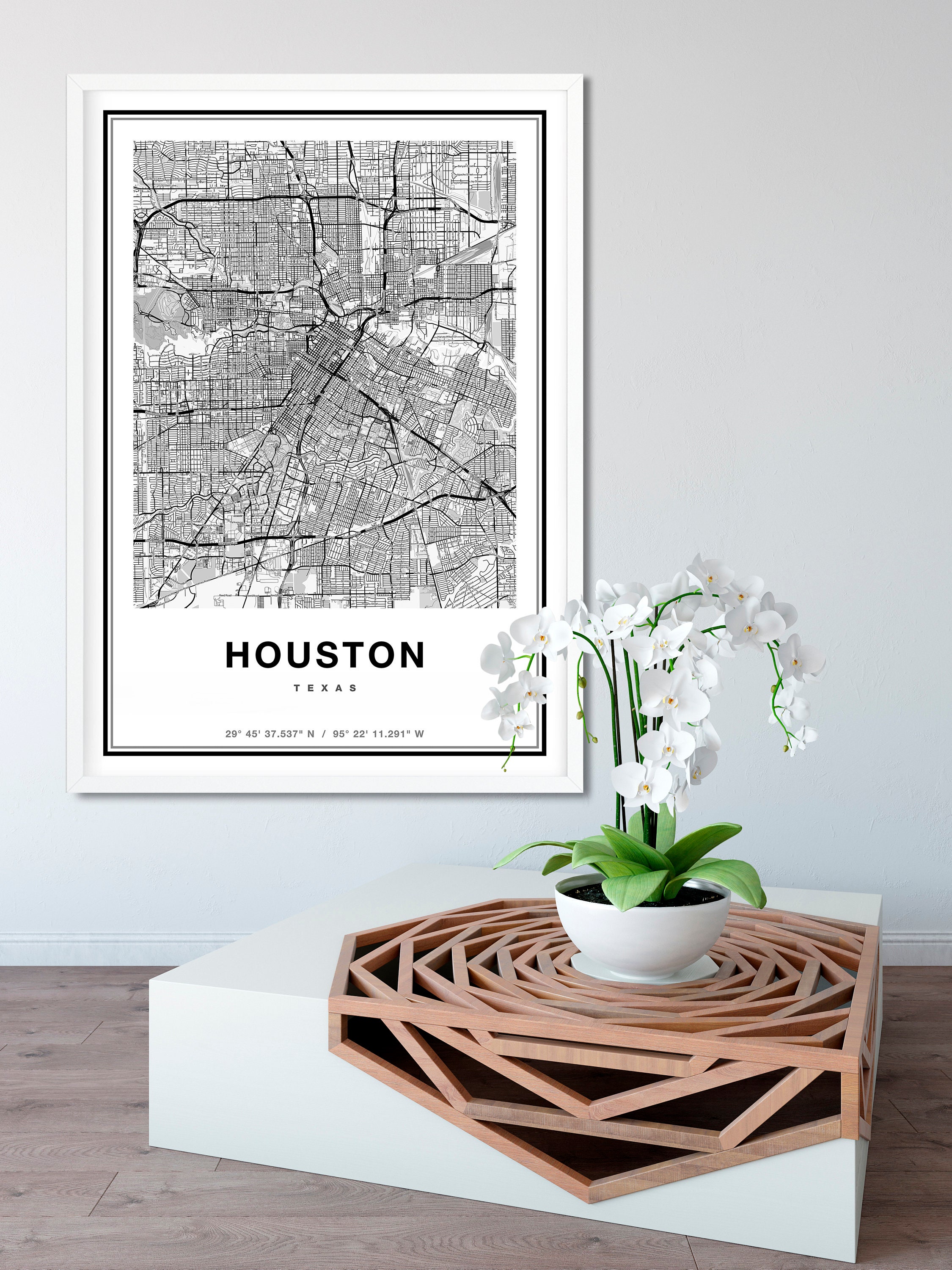 Houston Map Houston City Map Houston Print Houston Poster - Etsy