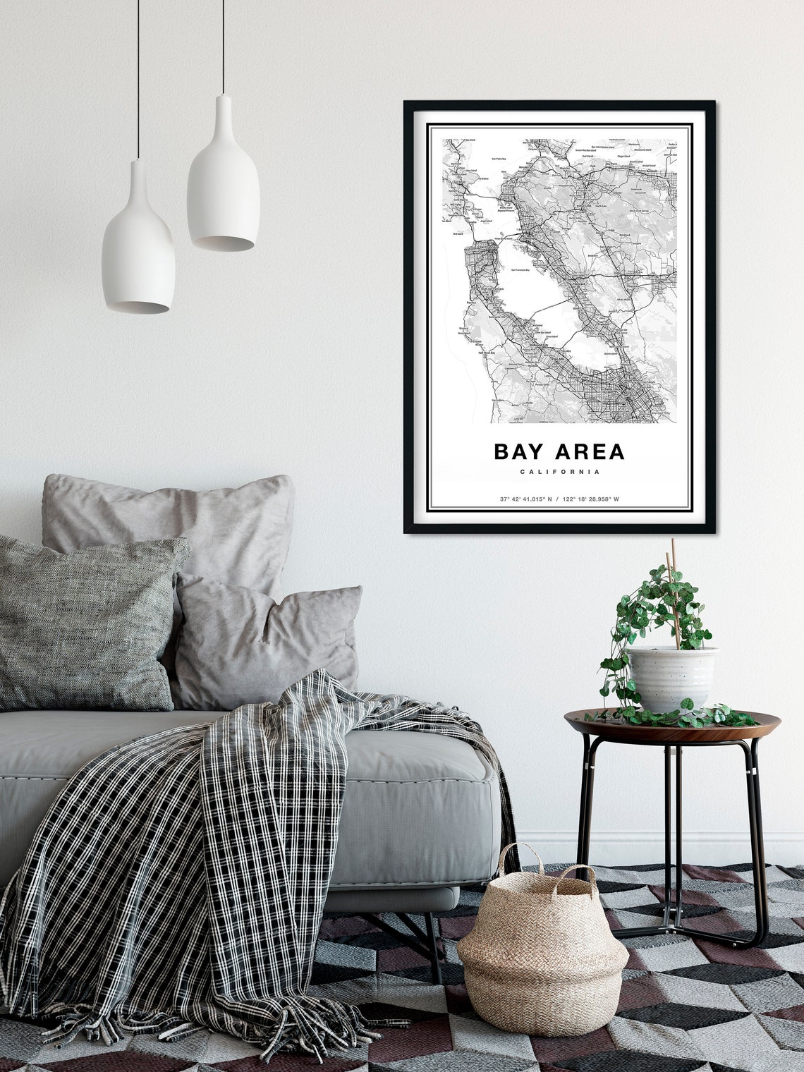 Bay Area Map Print, Map of Bay Area, City Map, Bay Area Print Gift, San ...