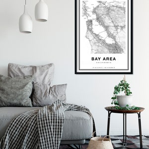 Bay Area Map Print, Map of Bay Area, City Map, Bay Area Print Gift, San ...