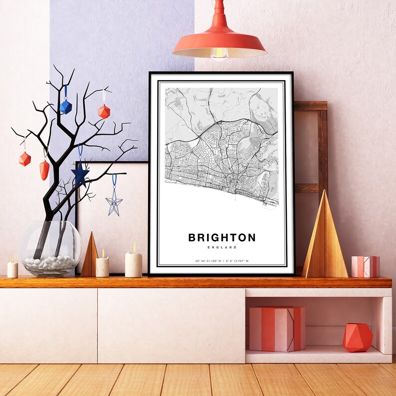 Brighton Map Print Map of Brighton City Map Brighton Print | Etsy