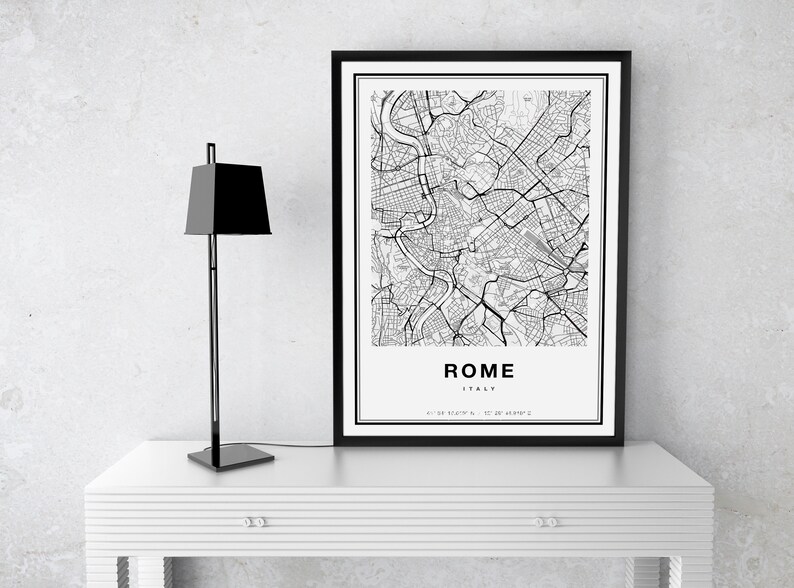 Rome Map Map Of Rome Rome City Map Rome Poster Rome Print | Etsy