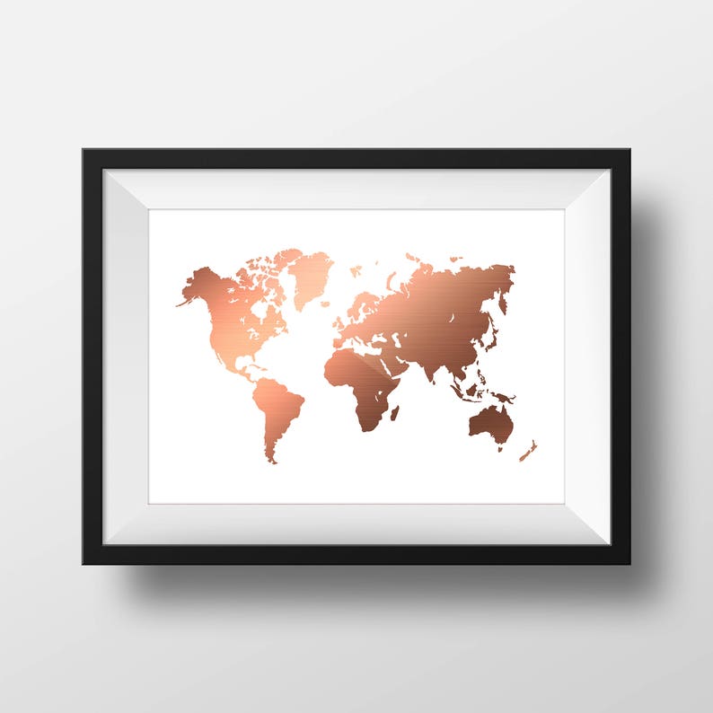 Rose Gold Decor Rose Gold Map Rose Gold World Map Rose Gold - Etsy