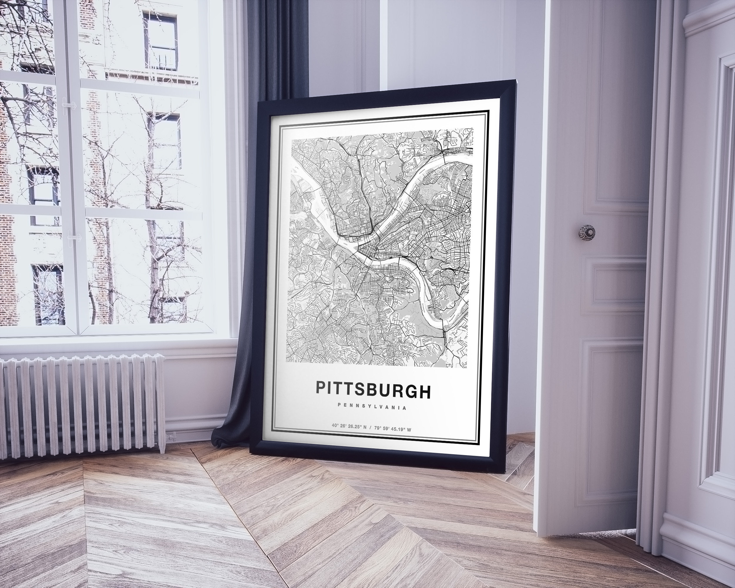 Pittsburgh Map Print Map of Pittsburgh City Map Pittsburgh | Etsy