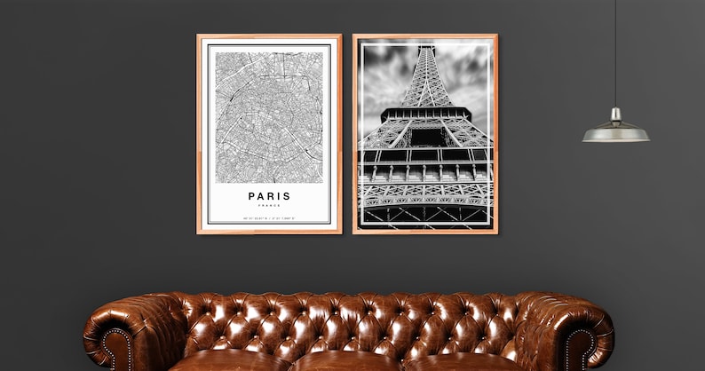 Paris Map Print Printable Map Of Paris City Map Art Paris | Etsy