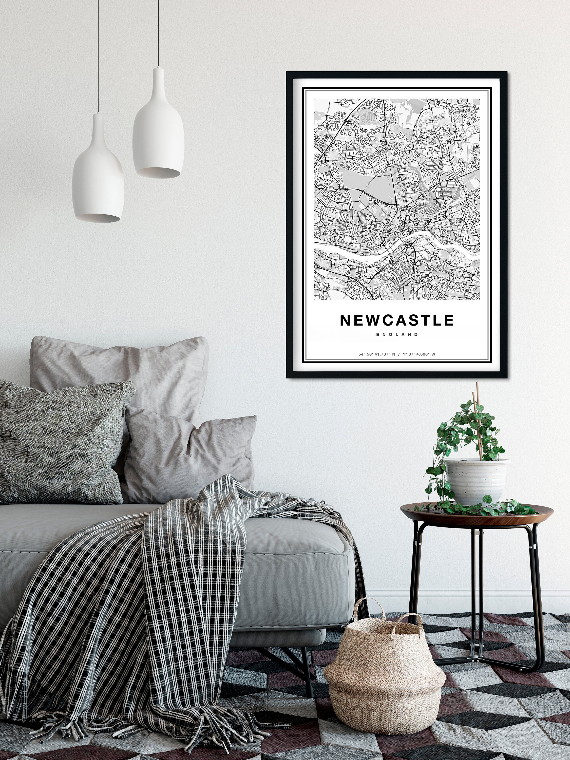 Newcastle Map Print Map of Newcastle City Map Newcastle - Etsy