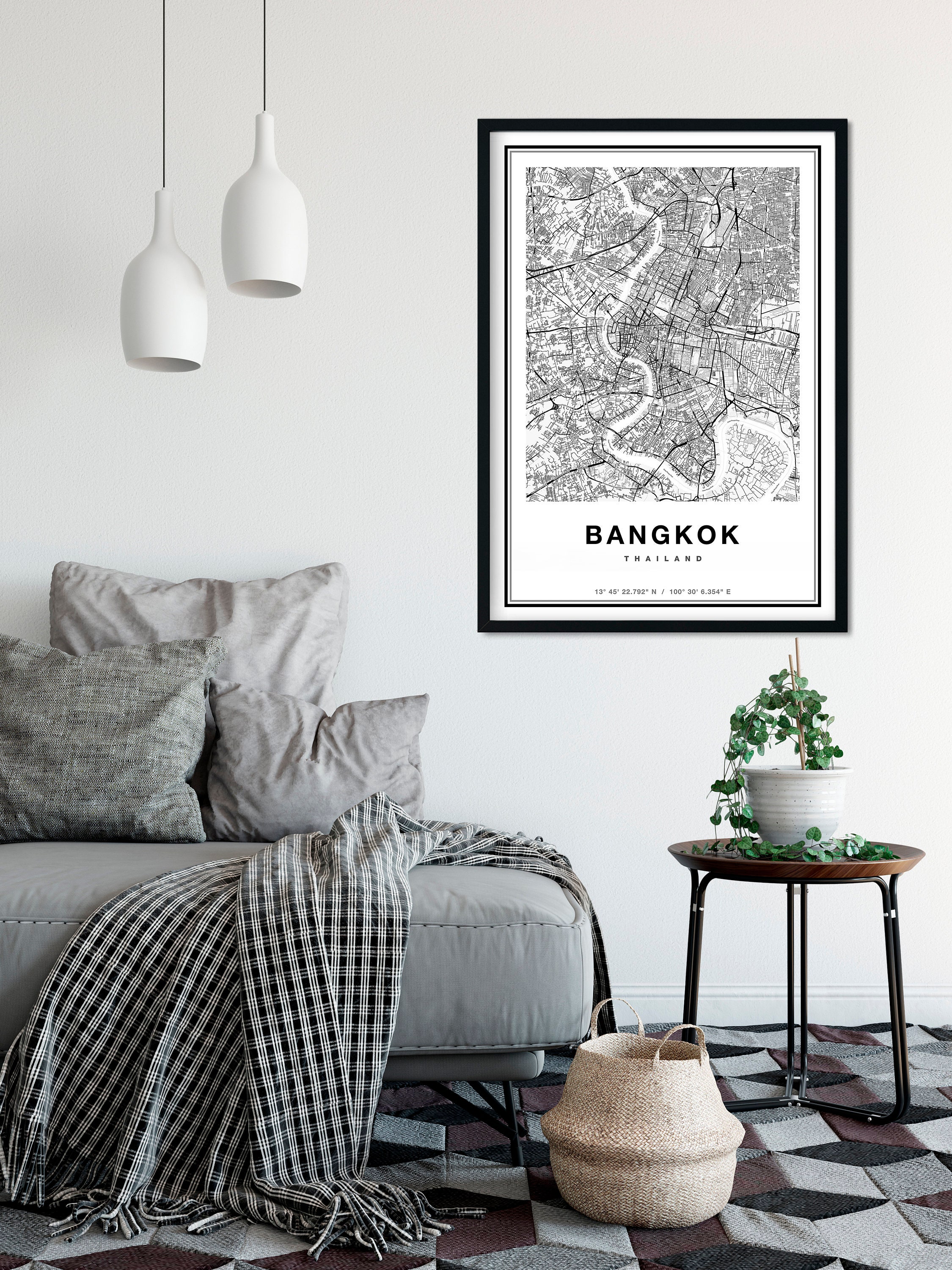 Bangkok Map Print, Printable Map of Bangkok, City Map Art, Street Names ...