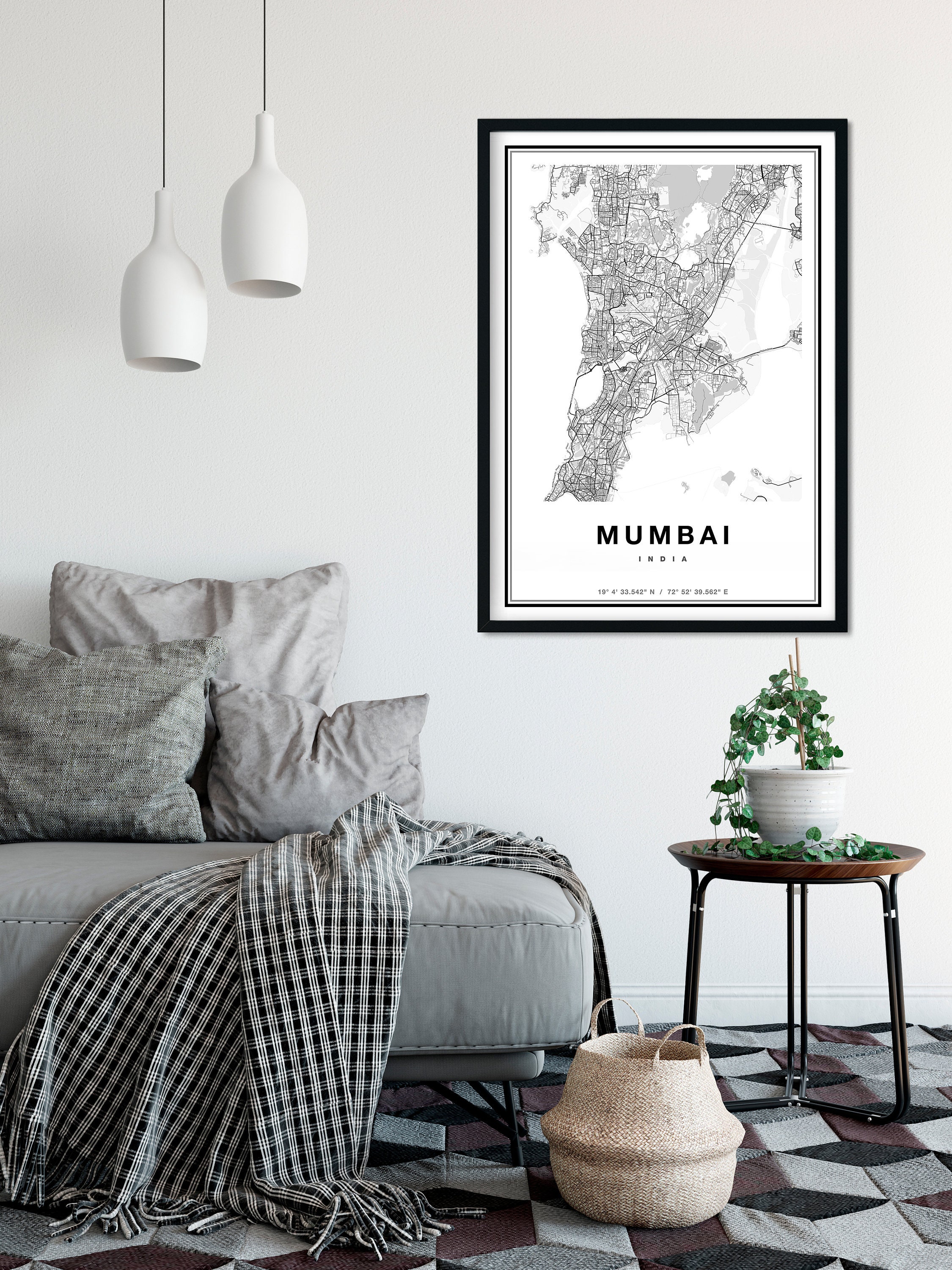 Mumbai Map Print Map of Mumbai City Map Mumbai Print Gift | Etsy