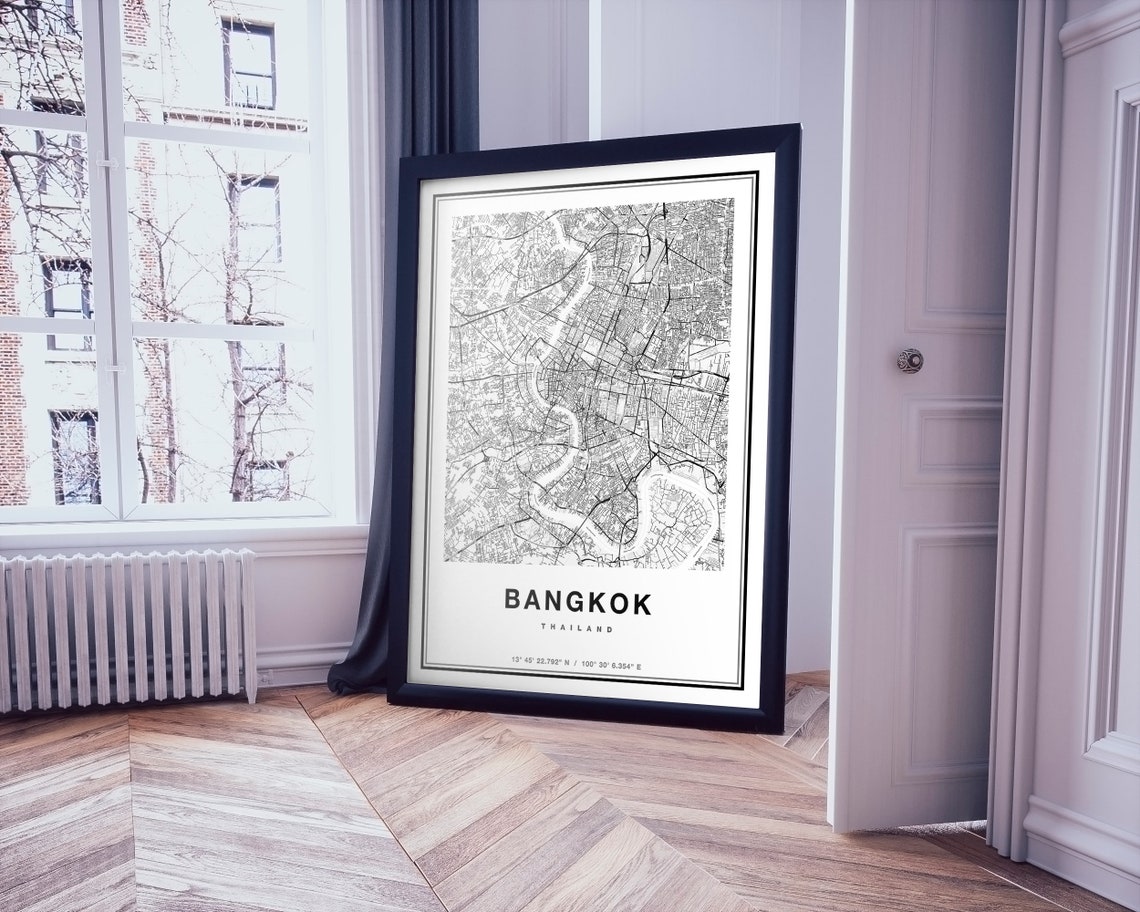 Bangkok Map Print, Printable Map of Bangkok, City Map Art, Street Names ...