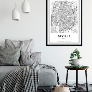 Seville Map Print, Map of Seville, City Map, Seville Print Gift ...