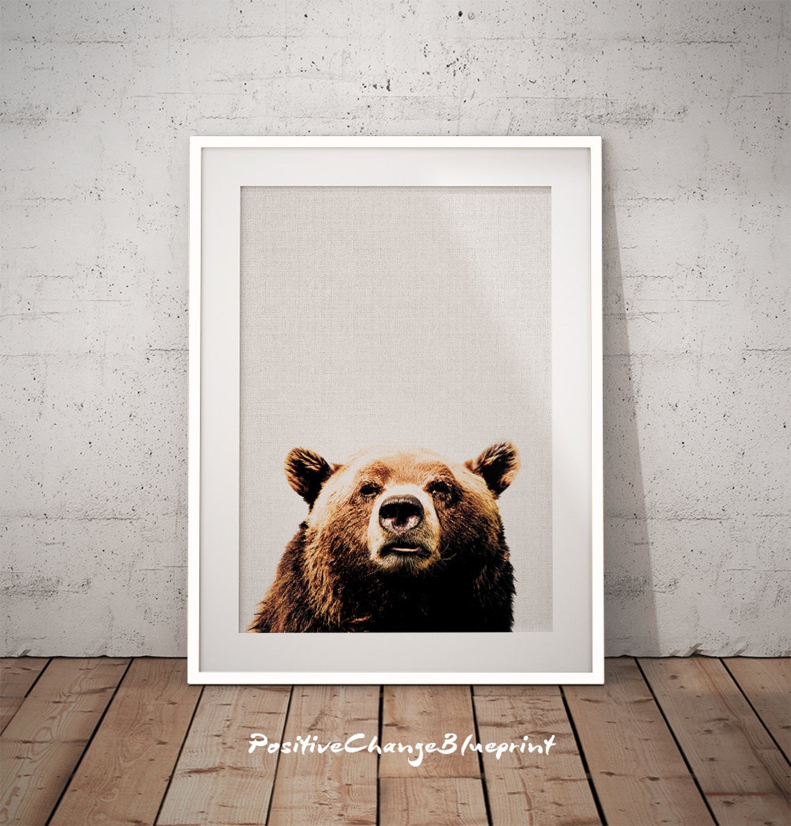 Woodland Print Bear Woodland Bear Print Nursery Bear Art | Etsy