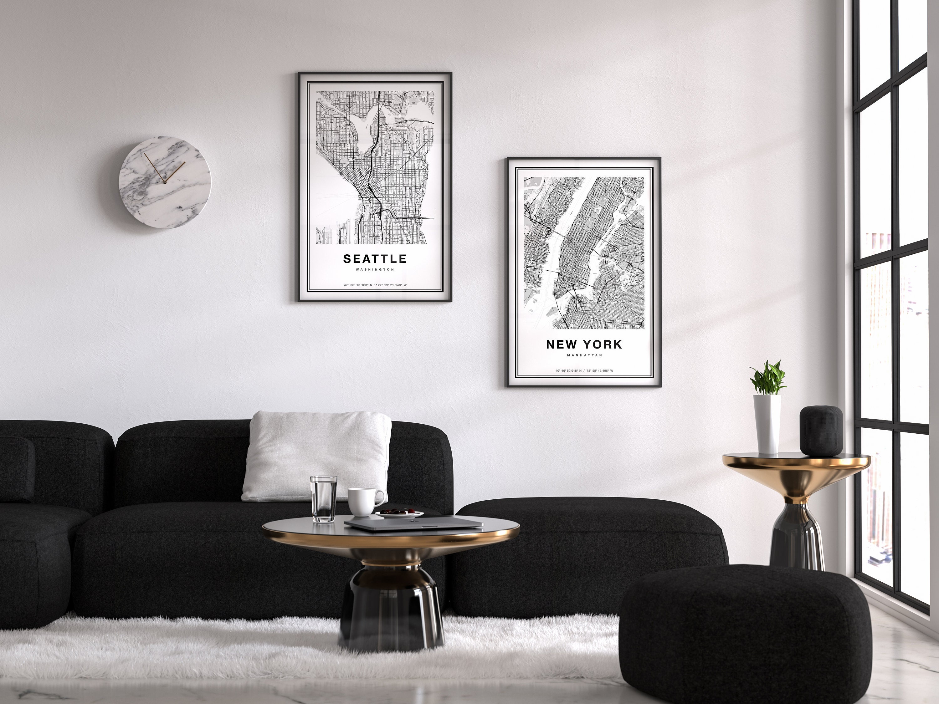 New York Map New York Print New York City Map Manhattan Map - Etsy