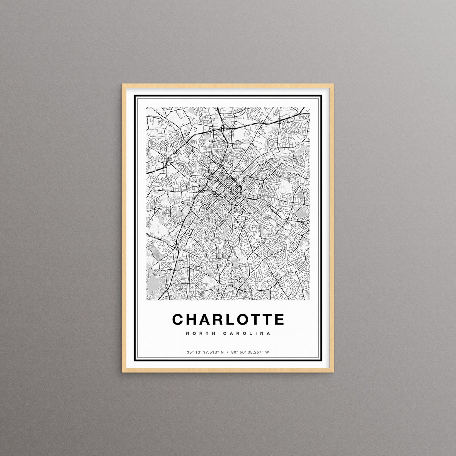 Charlotte Map Print Printable Map of Charlotte City Map Art - Etsy