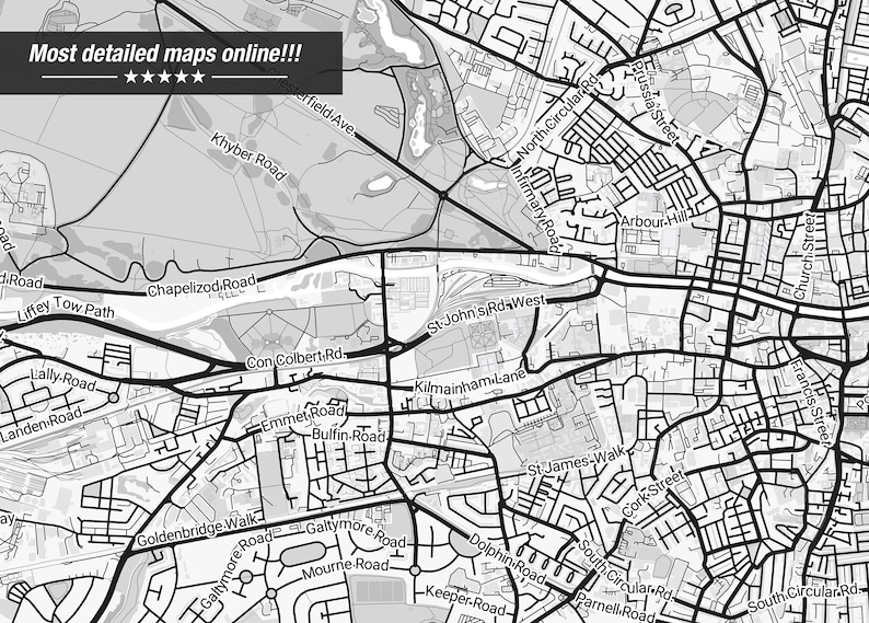 Dublin Map, Dublin City Map, Dublin Print, Dublin Poster, Map of Dublin ...