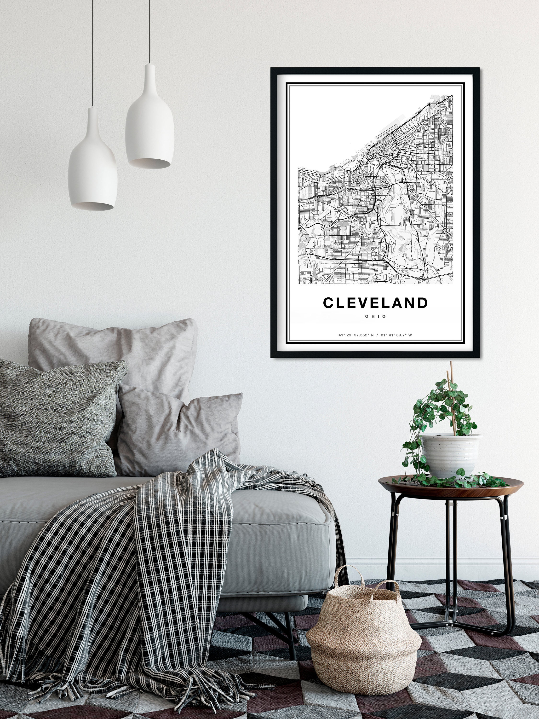 Cleveland Map Print Map of Cleveland City Map Cleveland - Etsy