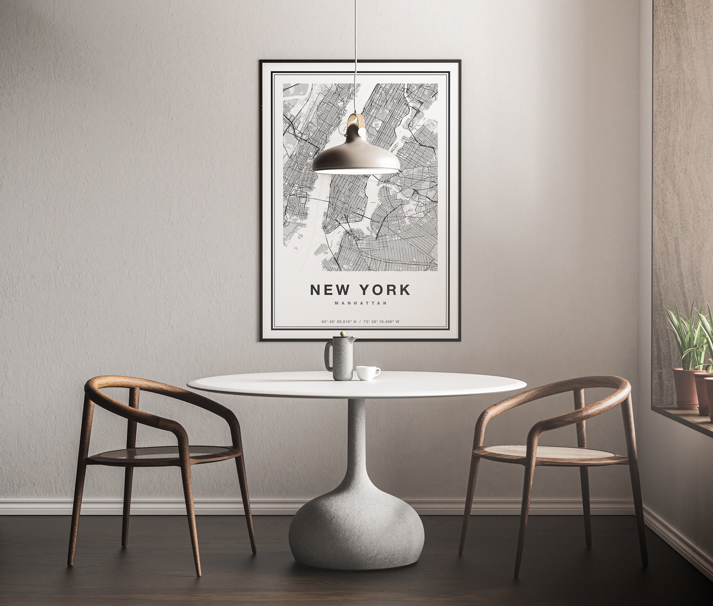 New York Map New York Print New York City Map Manhattan Map - Etsy