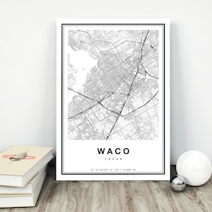 Waco Map Print, Map of Waco, Waco City Map, Waco Print Gift, Waco Texas ...