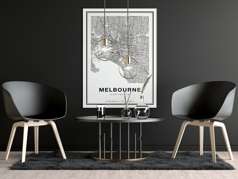 Melbourne Map Print Printable Map of Melbourne City Map Art | Etsy