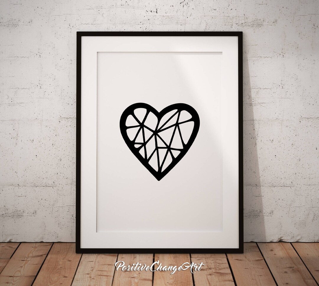 Geometric Heart, Geometric Heart Print, Geometric Heart Art, Printable ...