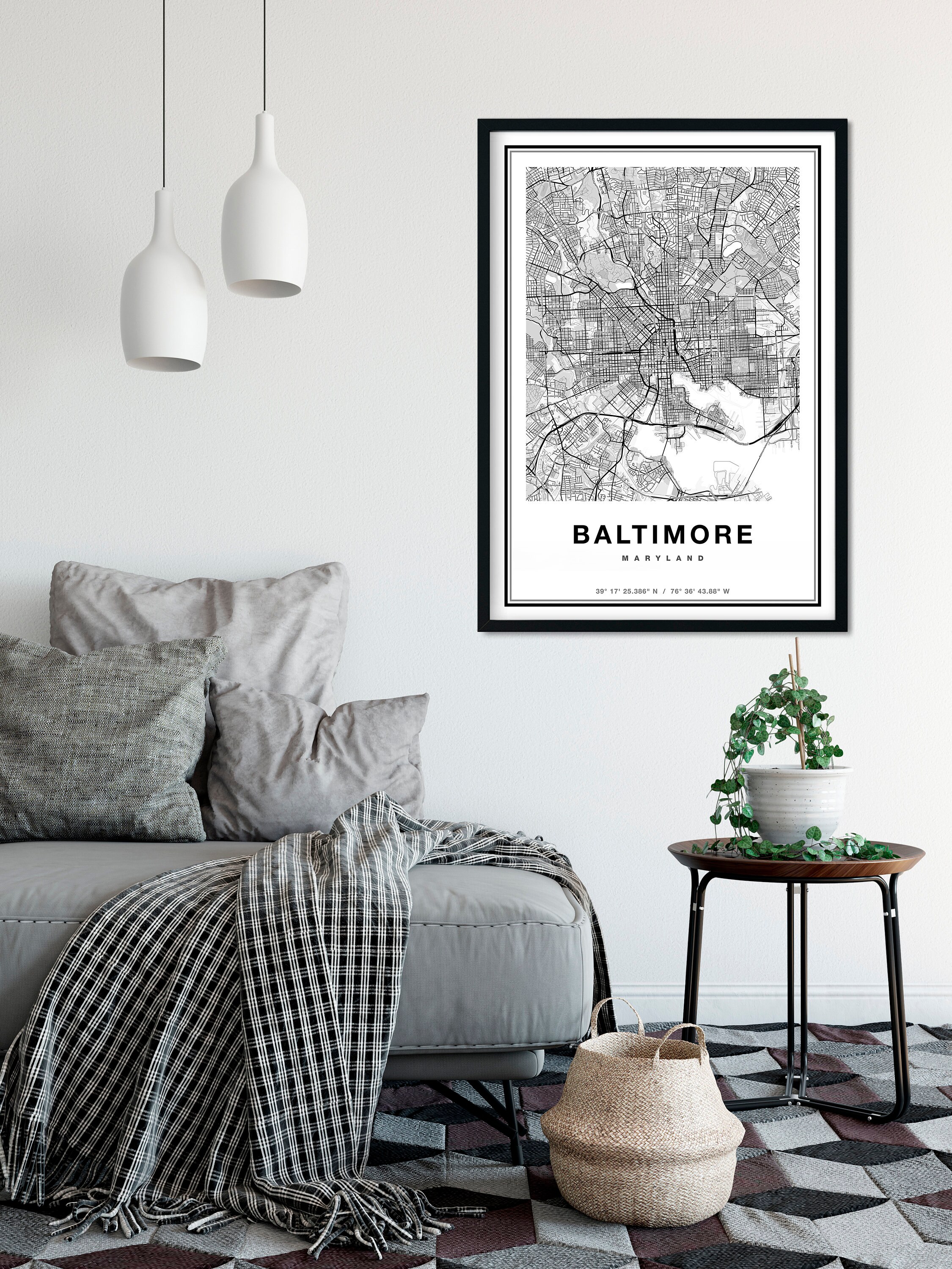 Baltimore Map Baltimore City Map Baltimore Print Baltimore - Etsy