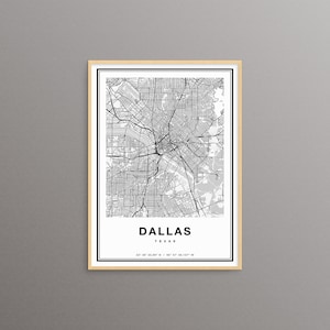Dallas Map Print, Printable Map of Dallas, City Map, Dallas Print Gift ...