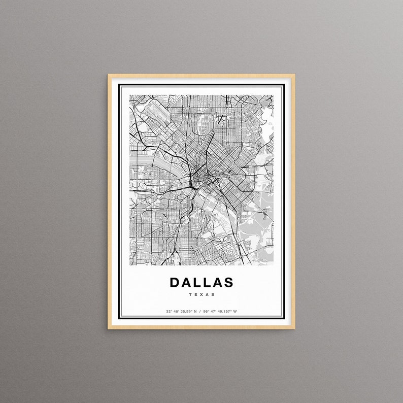 Dallas Map Print Printable Map of Dallas City Map Dallas - Etsy