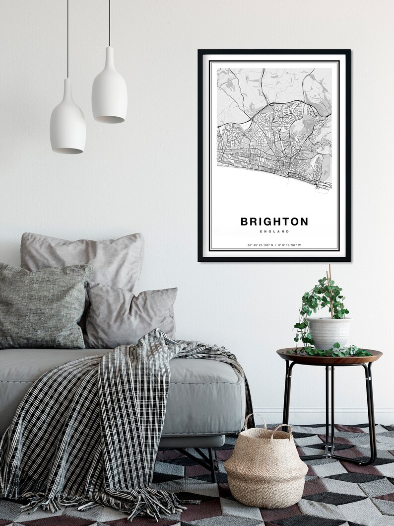 Brighton Map Print, Map of Brighton, City Map, Brighton Print Gift, Map ...