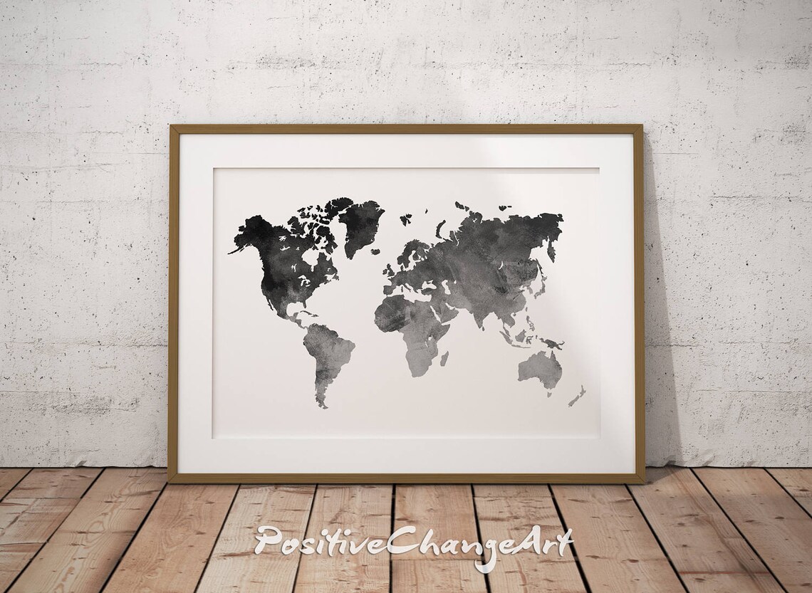Map of the World Print Art, World Map Print Art, Map of the World Wall ...