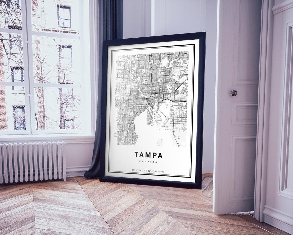 Tampa Map Print, Map of Tampa, City Map, Tampa Print Gift, Tampa Map ...