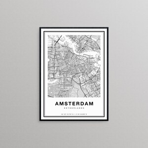 Amsterdam Map, Amsterdam City Map, Amsterdam Map Print, Amsterdam Print ...