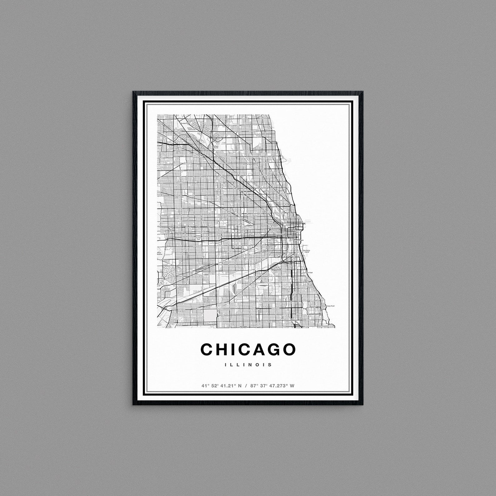 Chicago Map Print Chicago City Map Print Chicago Print - Etsy