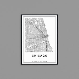 Chicago Map Print, Chicago City Map Print, Chicago Print, Chicago Art ...