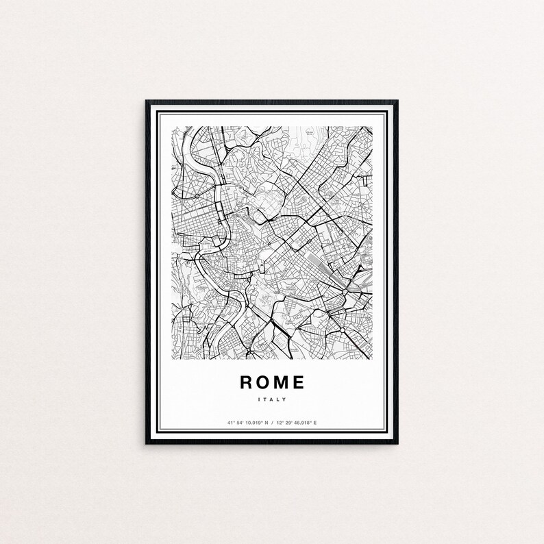 Rome Map Map Of Rome Rome City Map Rome Poster Rome Print | Etsy