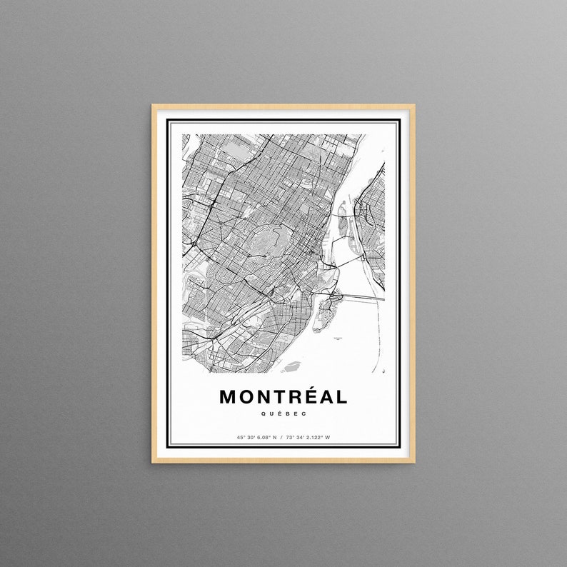 Montreal Map Print Printable Map of Montreal City Map Art | Etsy