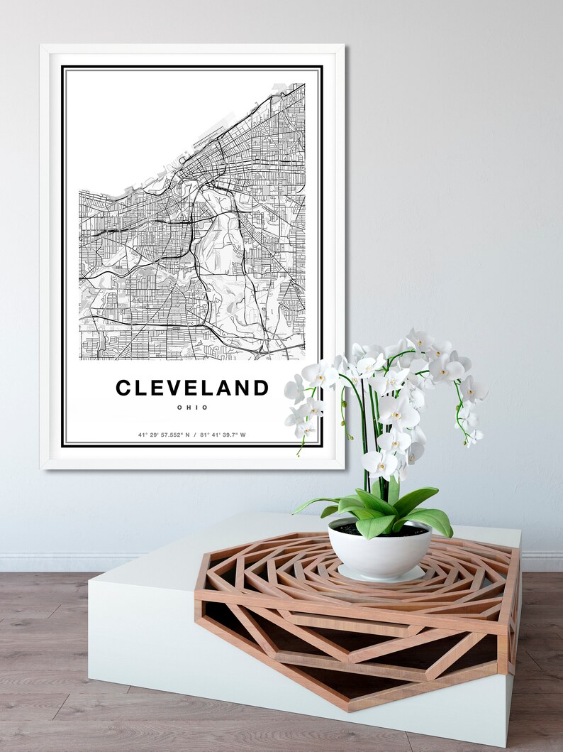 Cleveland Map Print Map of Cleveland City Map Cleveland - Etsy
