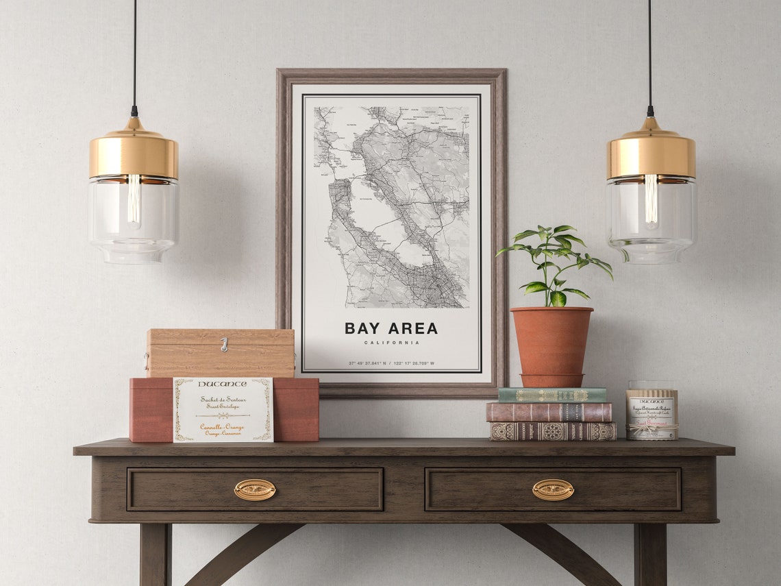 Bay Area Map Print, Map of Bay Area, City Map, Bay Area Print Gift, San ...