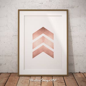 Rose Gold Poster, Rose Gold Chevron, Rose Gold Print, Printable Rose ...