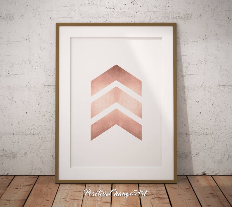 Rose Gold Poster Rose Gold Chevron Rose Gold Print | Etsy